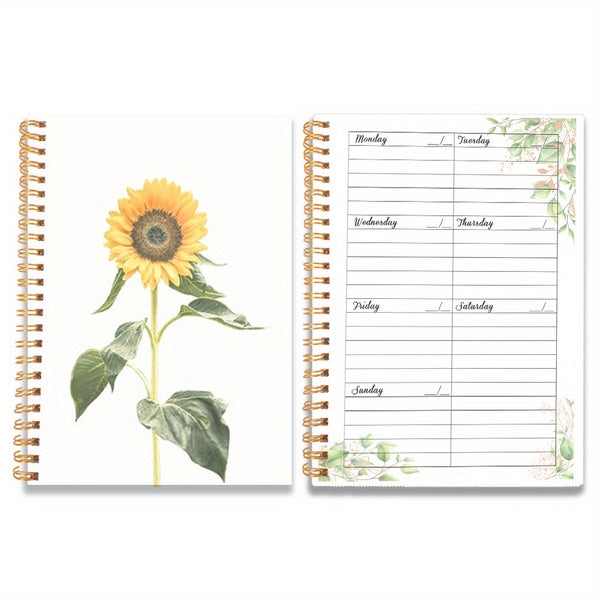 1pc A5 Sunflower Spiral Planner Notebook - Daily & Weekly Agenda, 21.0 ...
