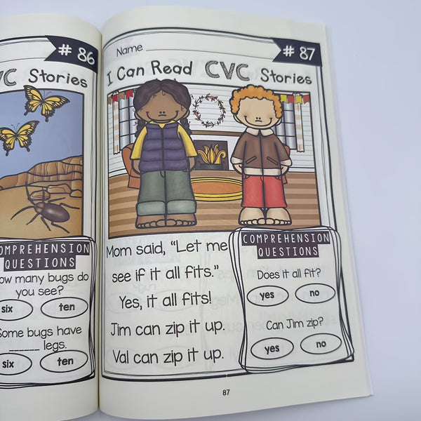 120-Page 240-Story Advanced CVC Reading Comprehension Workbook - Fun P ...