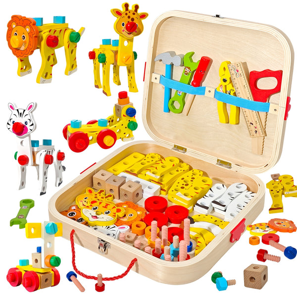 Animal Assembly Toolbox, Fun Wooden Tool Toy, Pretend Play Educational ...