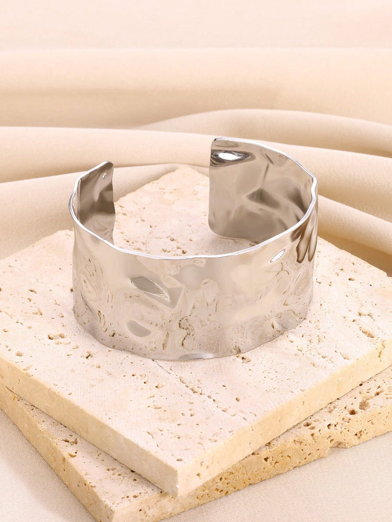 1PC Exaggerated Bump Textured Cuff Bracelet Gold Sliver Plated Stainle ...