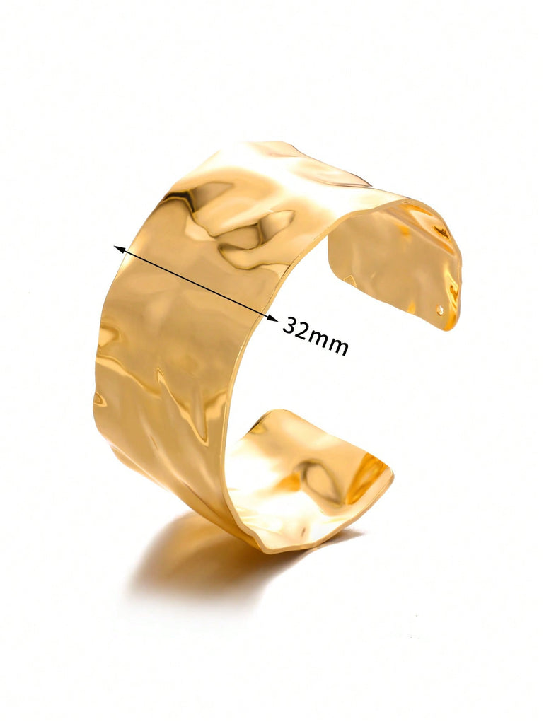 1PC Exaggerated Bump Textured Cuff Bracelet Gold Sliver Plated Stainle ...