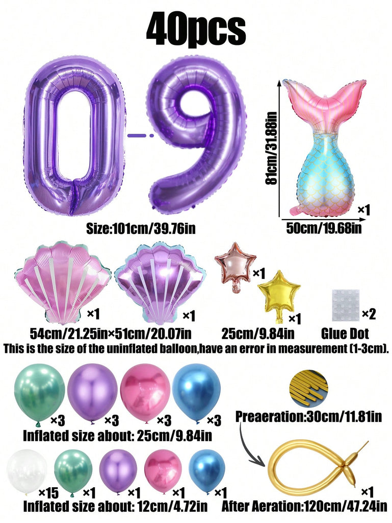 40pcs Mermaid Theme Birthday Balloon Set – Iets van Alles by Hiertjie