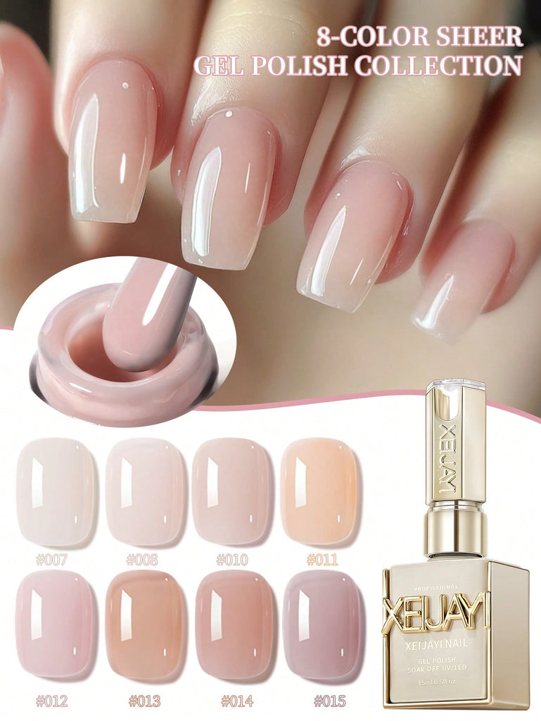 XEIJAYI 15ML 8pcs Ice Pink Gel Nail Polish Set, UV LED Immersion Nail ...