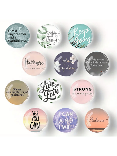 Random Set Inspirational Quotes Crystal Glass Fridge Magnets – Iets van ...