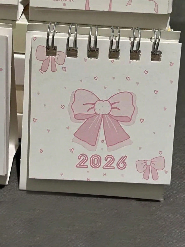 1pc 2026 Pink Bow Decor Mini Desk Calenda – Iets van Alles by Hiertjie