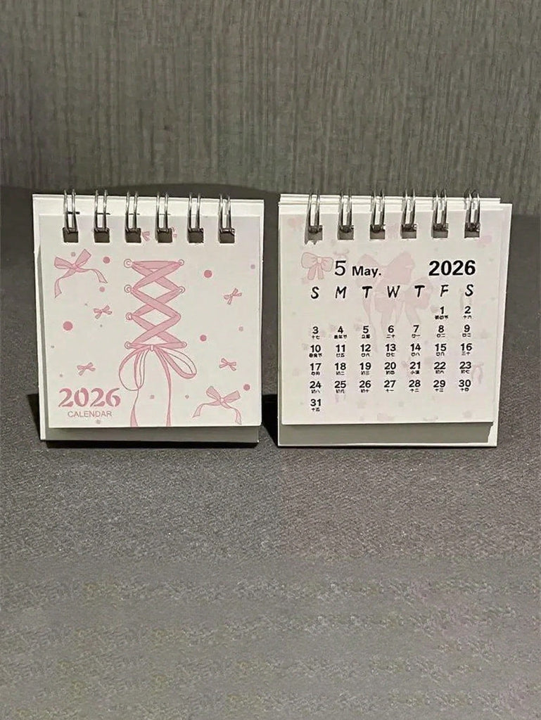 1pc 2026 Pink Bow Decor Mini Desk Calenda – Iets van Alles by Hiertjie