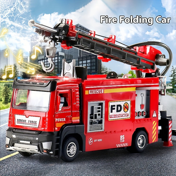 Realistic Fire Truck Model Red Fire Folding Car – Iets van Alles by ...
