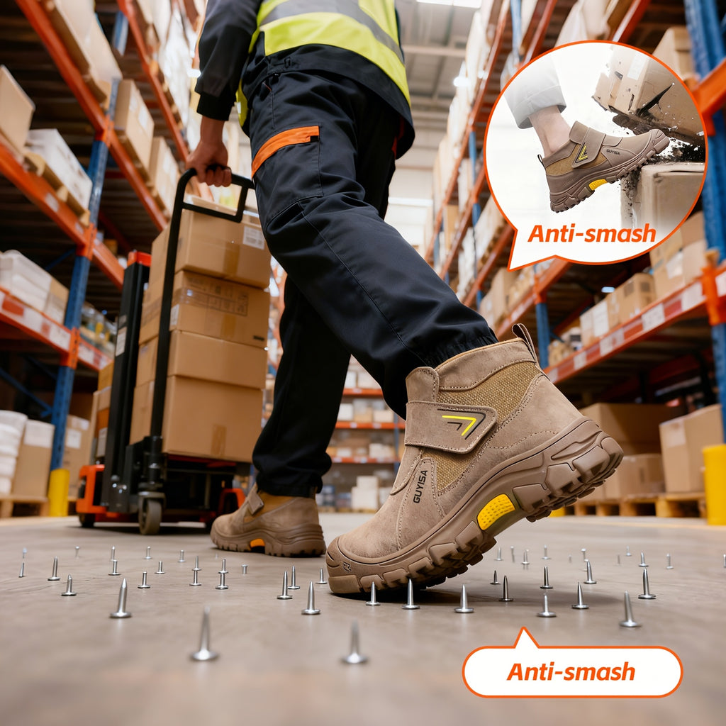 GUYISA Men's Work Safety Shoes, Anti-Puncture and Spark-Resistant Ligh ...